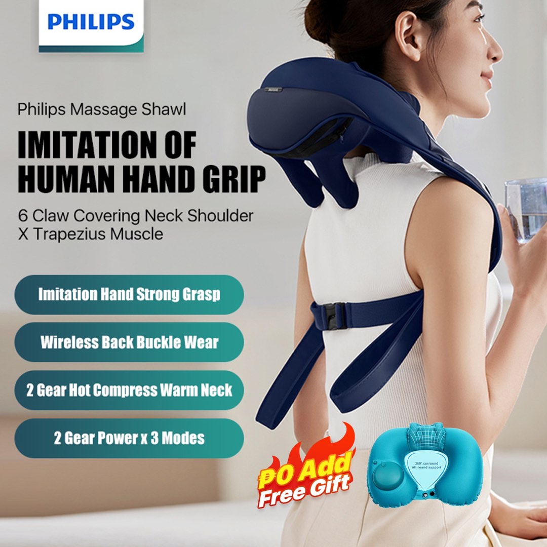 Philips Neck Shoulder Massager Wireless Clamp Kneading Massage Hot ...