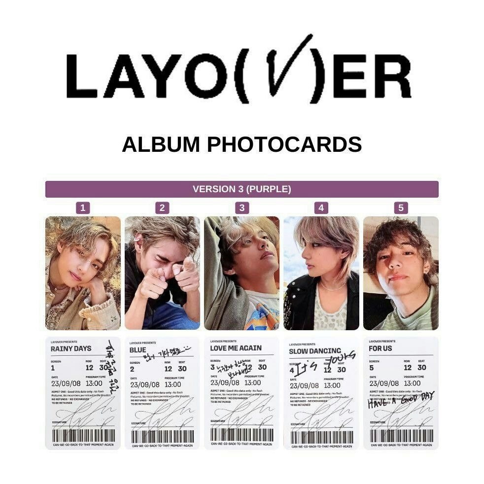[Photocards] BTS V Layover Album Purple ver, Hobbies & Toys ...