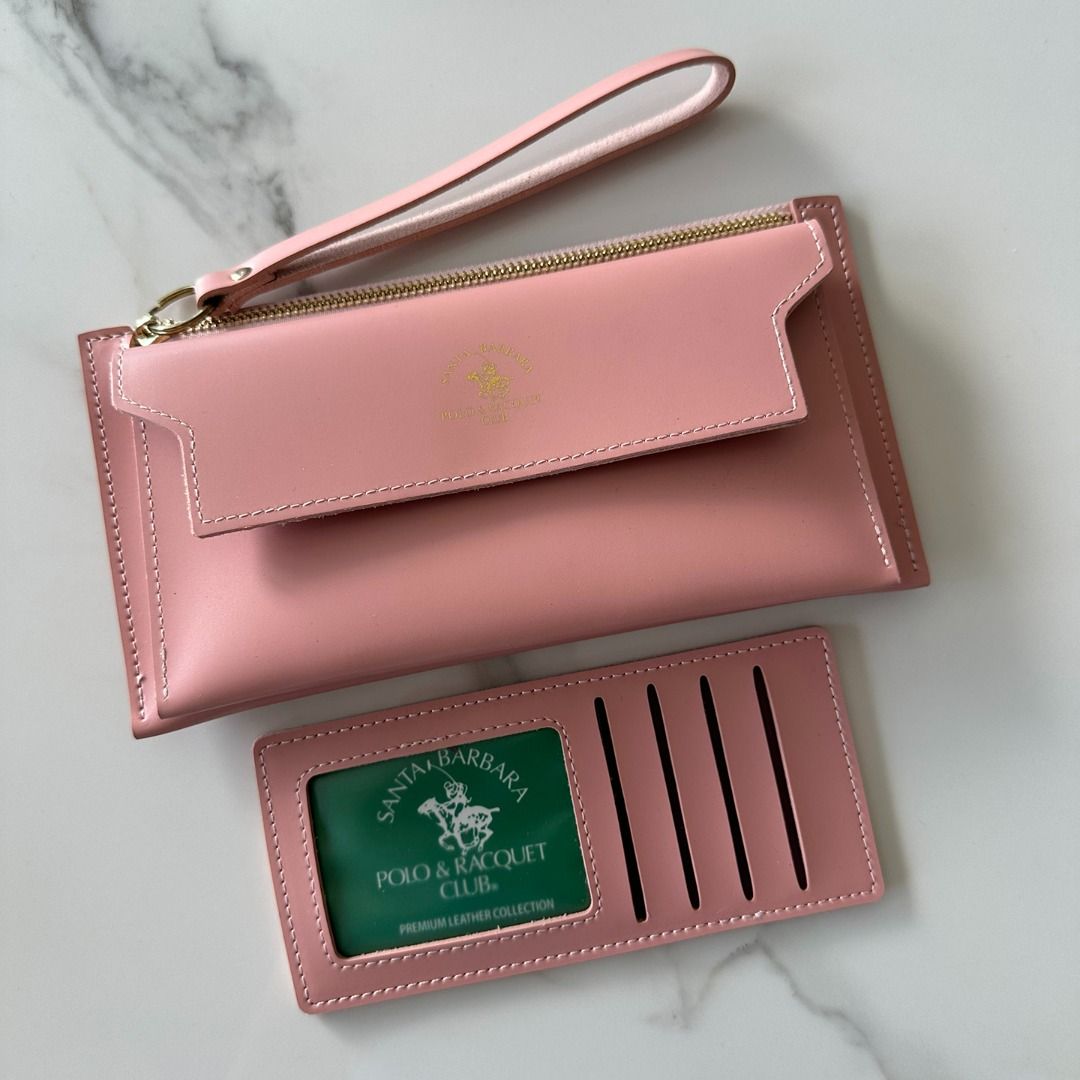 Santa Barbara Polo & Racquet Club Ladies Long Wallet Pink with Angular ...