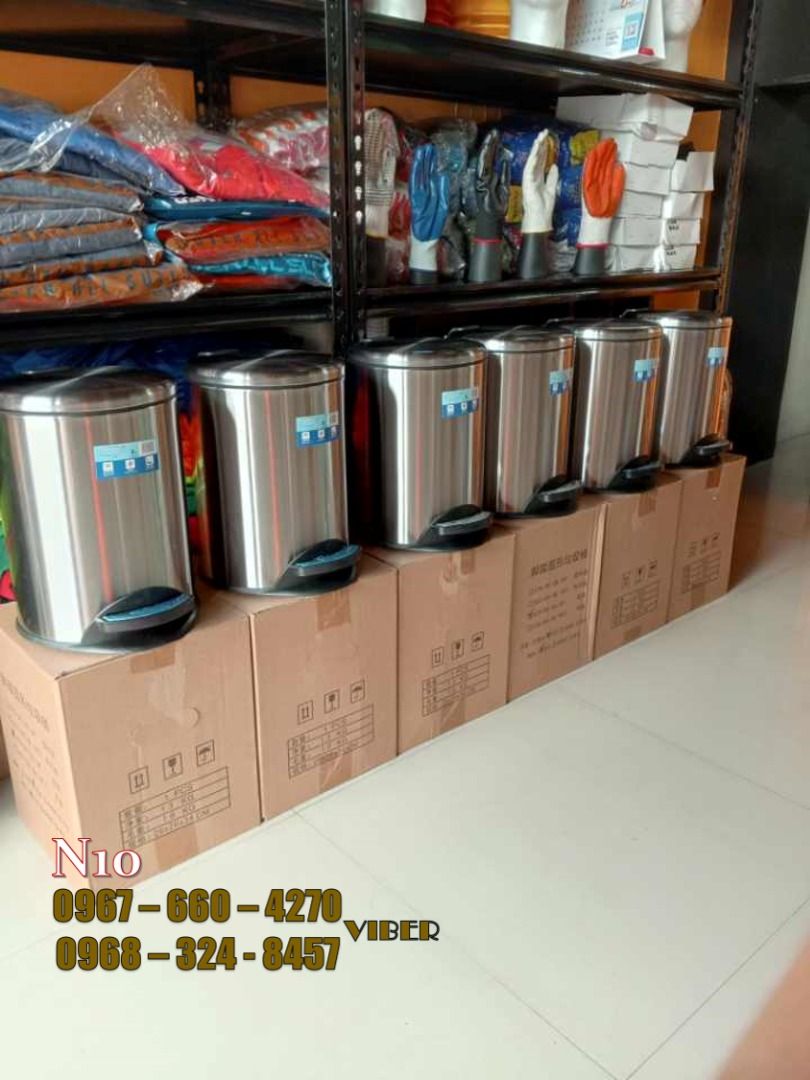 stainless trash bin, Furniture & Home Living, Cleaning & Homecare ...