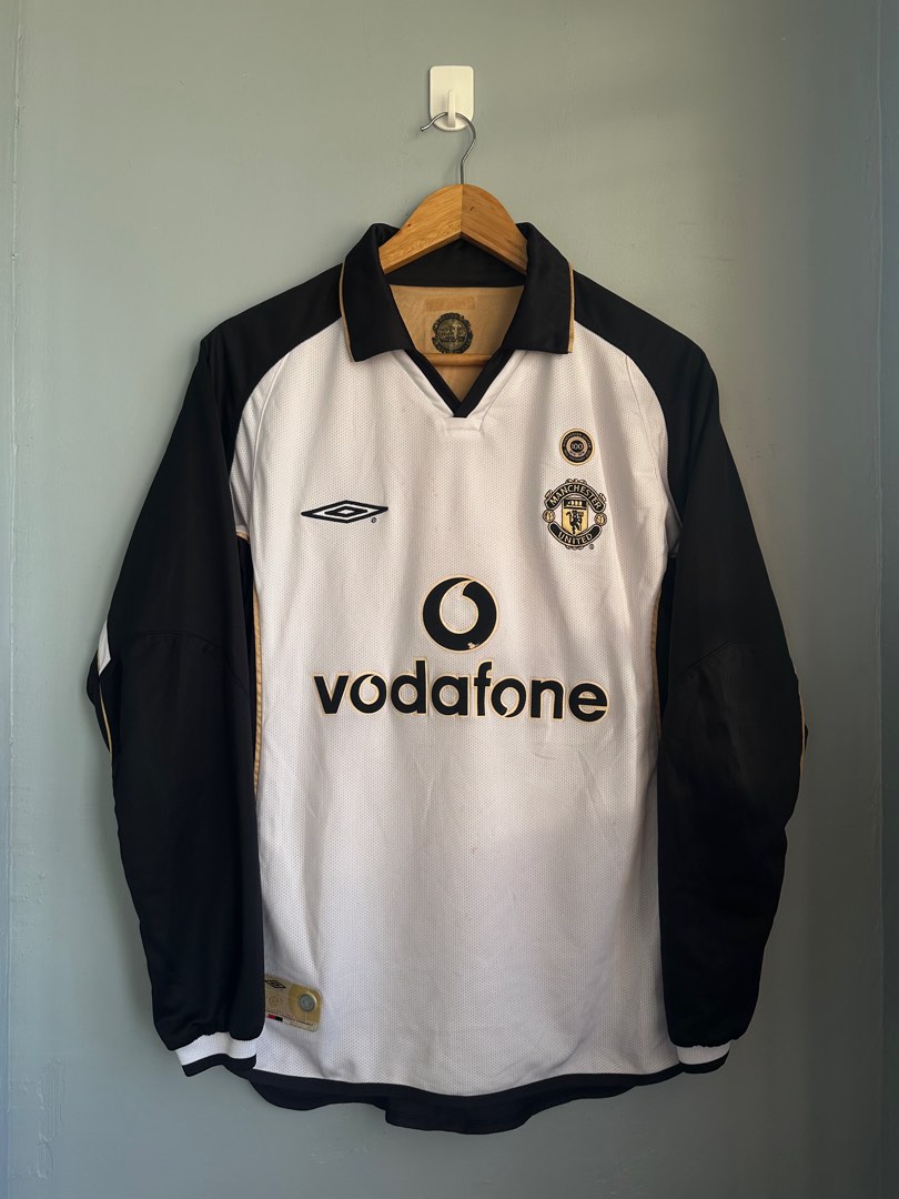 Vintage Umbro Manchester United Long Sleeves White Gold Football Jersey ...