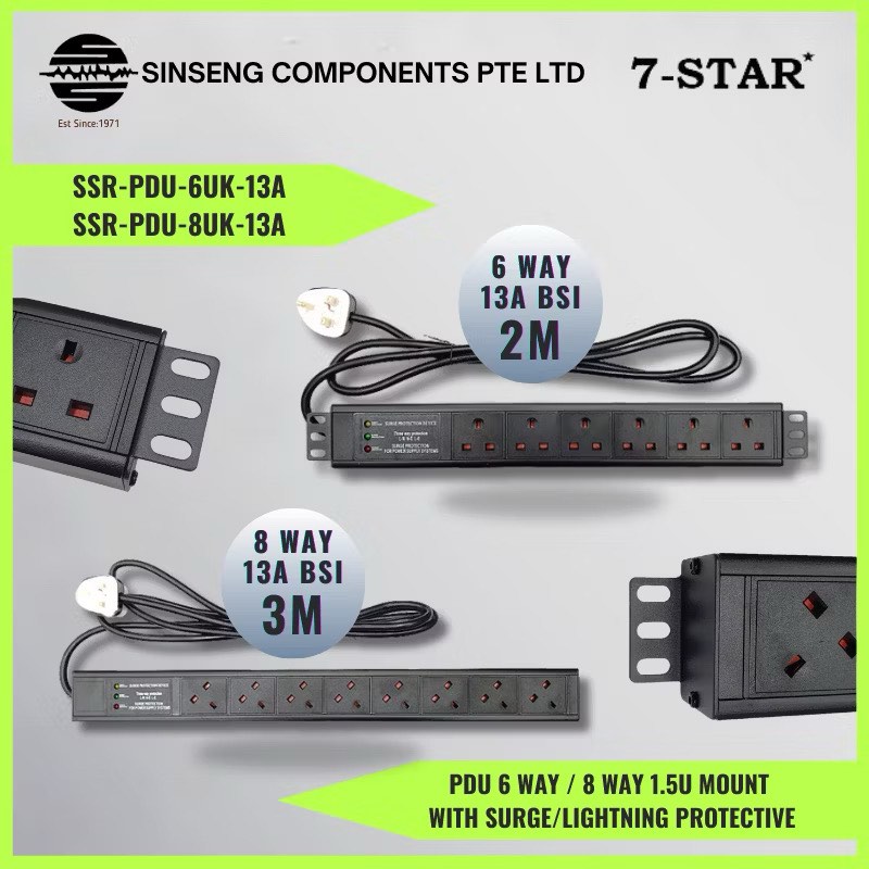 7-STAR* Server Rack PDU 6 WAY / 8 WAY 1.5U MOUNT with Surge Protector ...