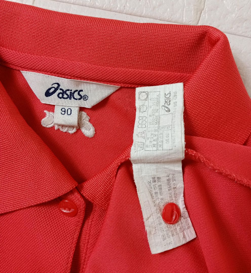 Asics Original Red Orange Polo Shirt Tops for Women size fits Small to ...
