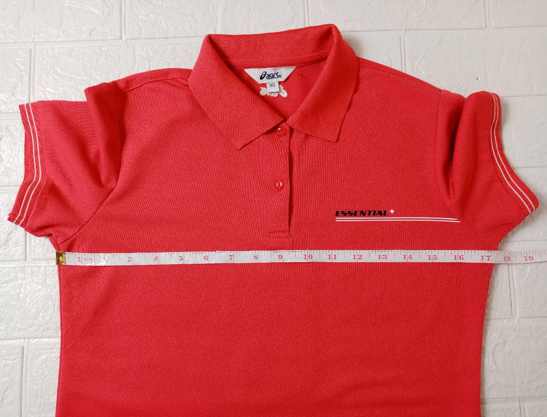 Asics Original Red Orange Polo Shirt Tops for Women size fits Small to ...