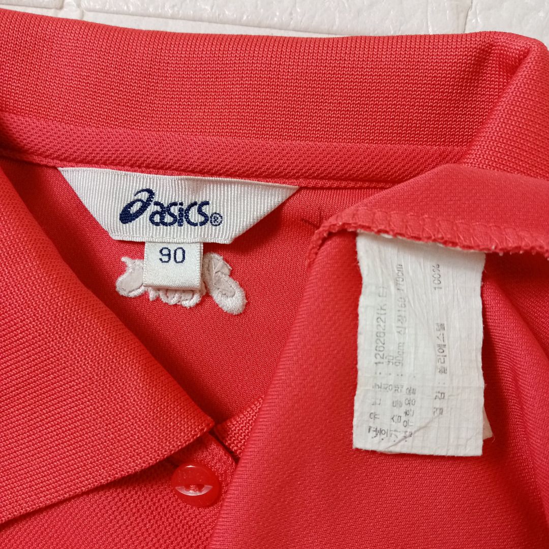 Asics Original Red Orange Polo Shirt Tops for Women size fits Small to ...
