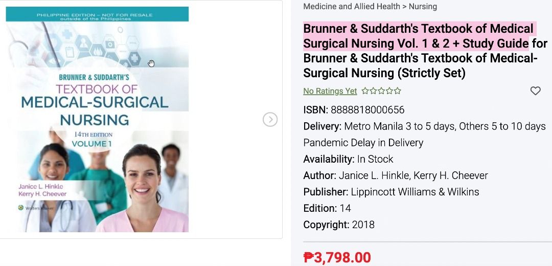 Brunner & Suddarth's Textbook of Medical Surgical Nursing 14th Edition Bundle, Hobbies & Toys ...