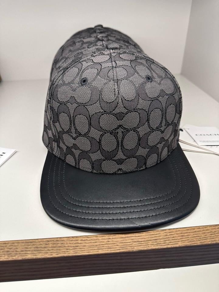 Coach Signature Jacquard Flat Brim Hat, Luxury, Apparel on Carousell