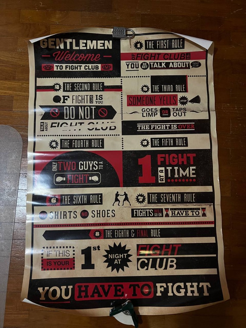 Fight Club Poster(The Rules of Fight Club), Hobbies & Toys, Art ...
