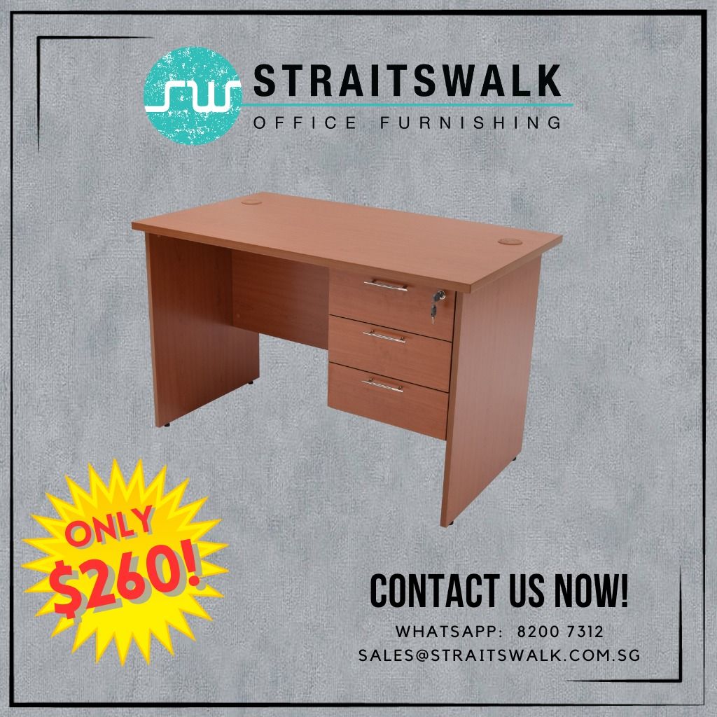 [RECTANGLE] Office Desk Study Table 1.2m 1.5m with Drawers FREE ...