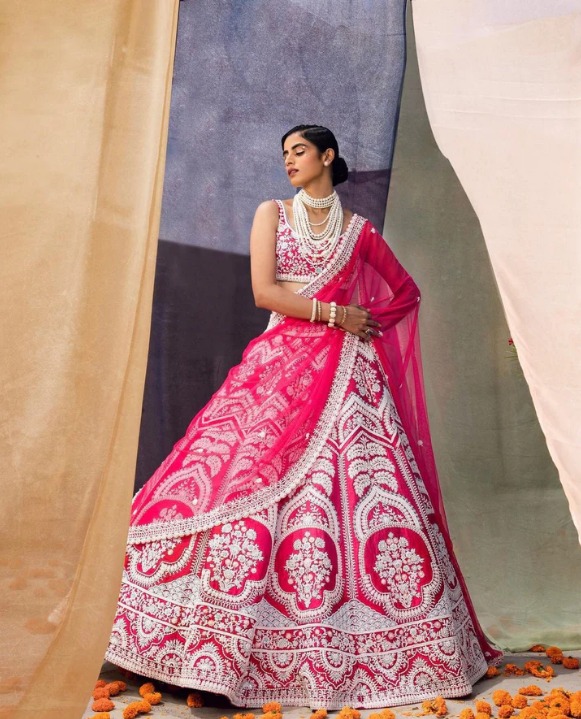 Function Wear Wear Rani Pink Color Tapeta Heavy Coading Work Lehenga ...
