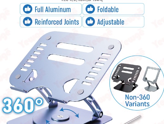 Heavy Duty Aluminum Laptop & Tablet Stand Reinforced Joints Foldable ...