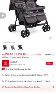 Joie Twin Aire or Joie Double Stroller for Twins or Siblings with ...
