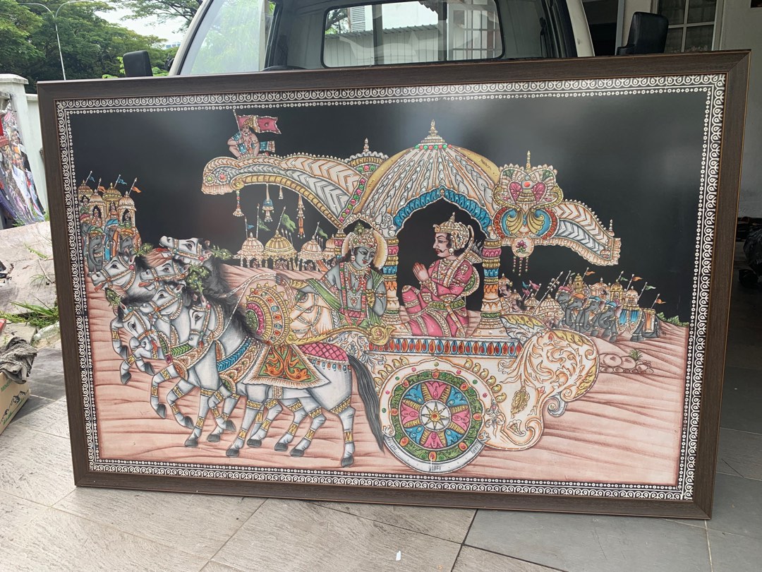 Krishna Drives Arjuna’s Chariot in Mahabharata, Furniture & Home Living ...