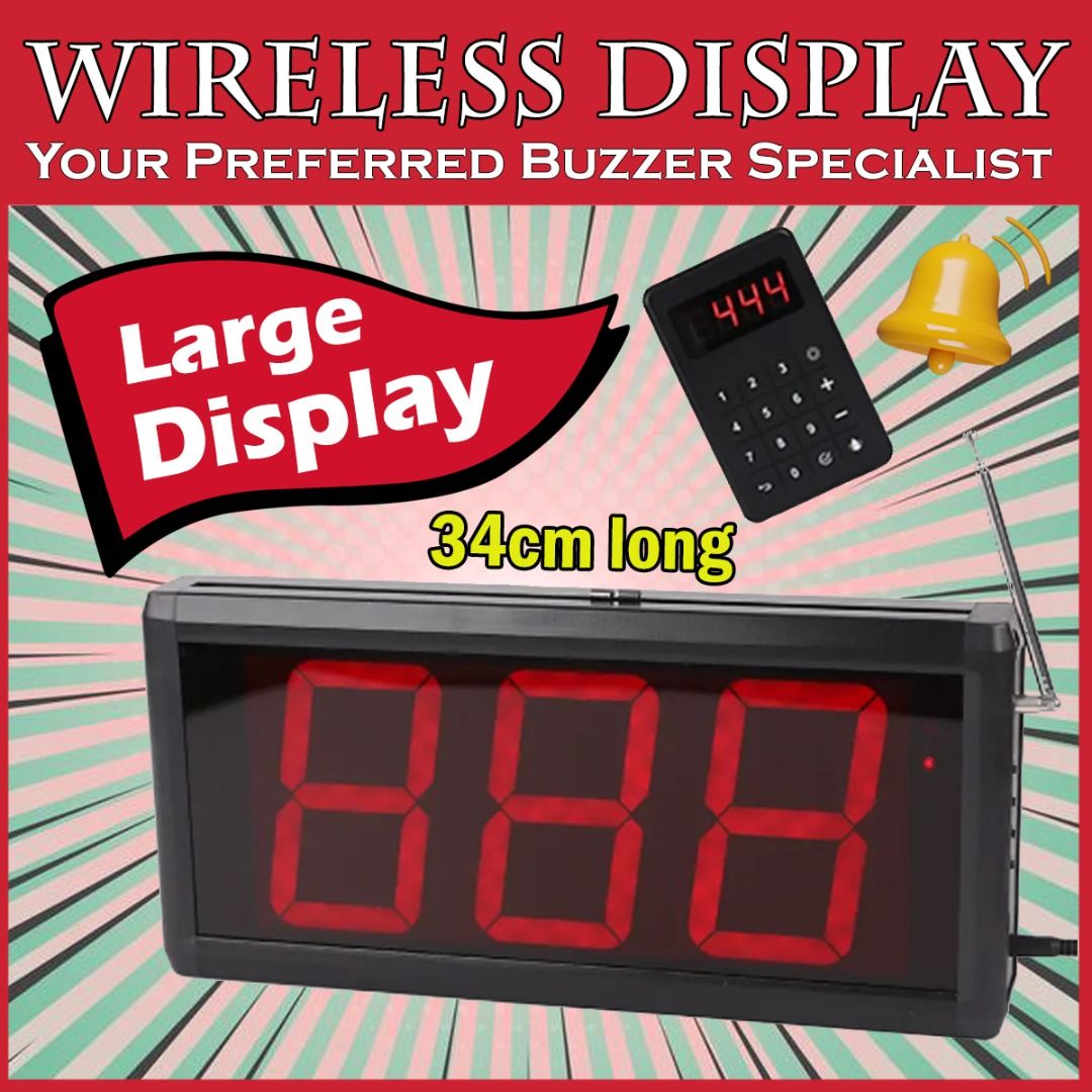 Large and Regular Size Bubble Tea Wireless Queue Management System 3 Digit Digital Call System ...