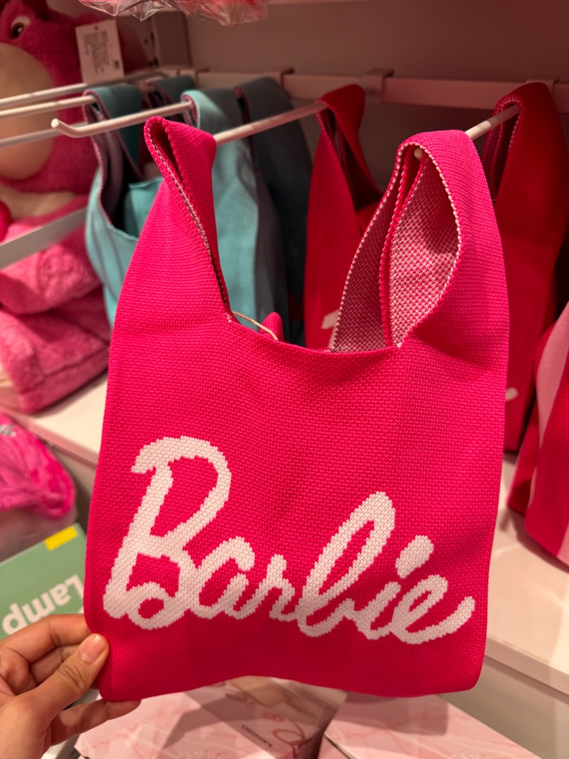 Miniso Barbie Pink Knitted Bag Handbag Handcarry, Women's Fashion, Bags ...