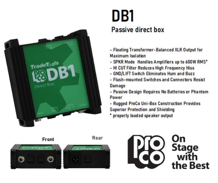 Proco DB1 Passive Direct Box with instrument/speaker lvl input, Hobbies ...