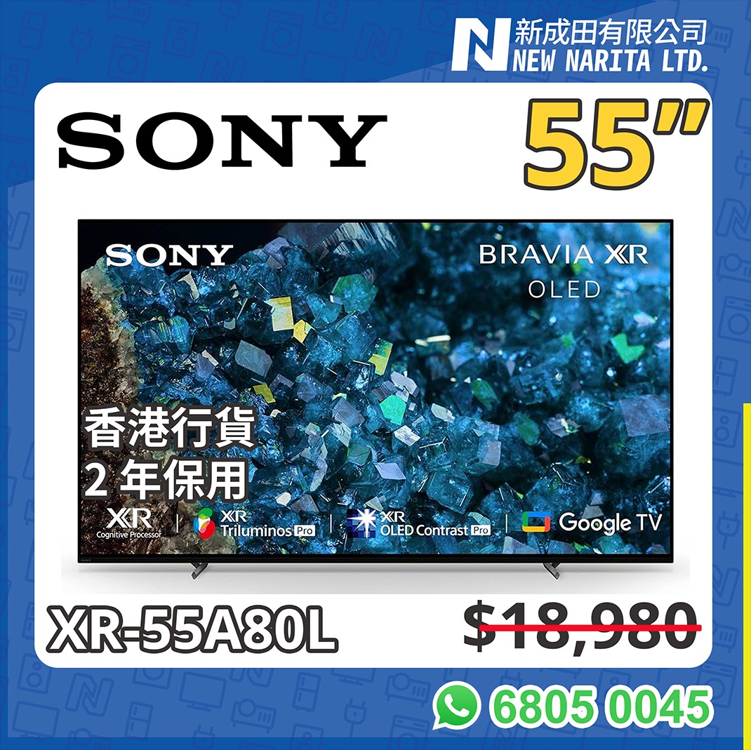 SONY 55” 電視 陳列 A80L OLED 4K Smart 55吋 TV 55A80L XR-55A80L XR55A80L, 家庭 ...
