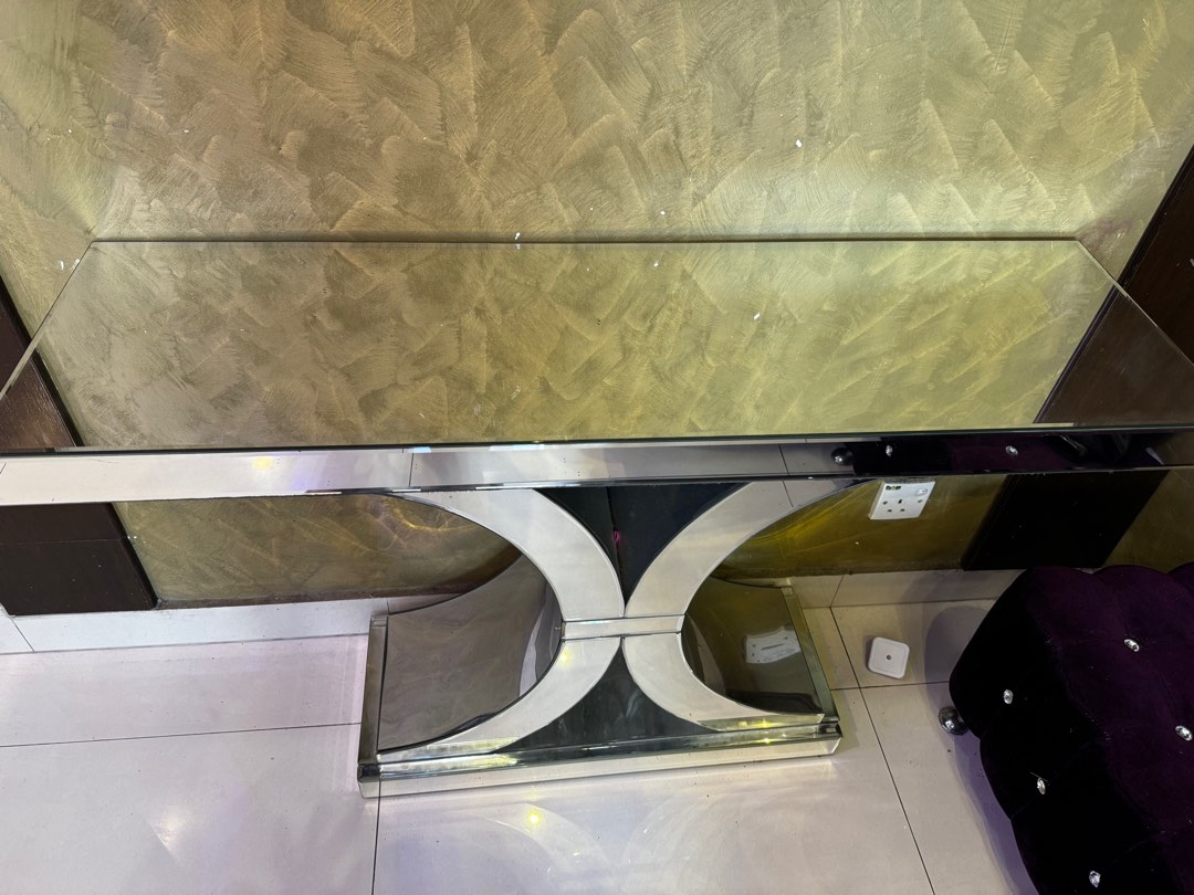 SSF glass console tablel, Furniture & Home Living, Furniture, Tables ...