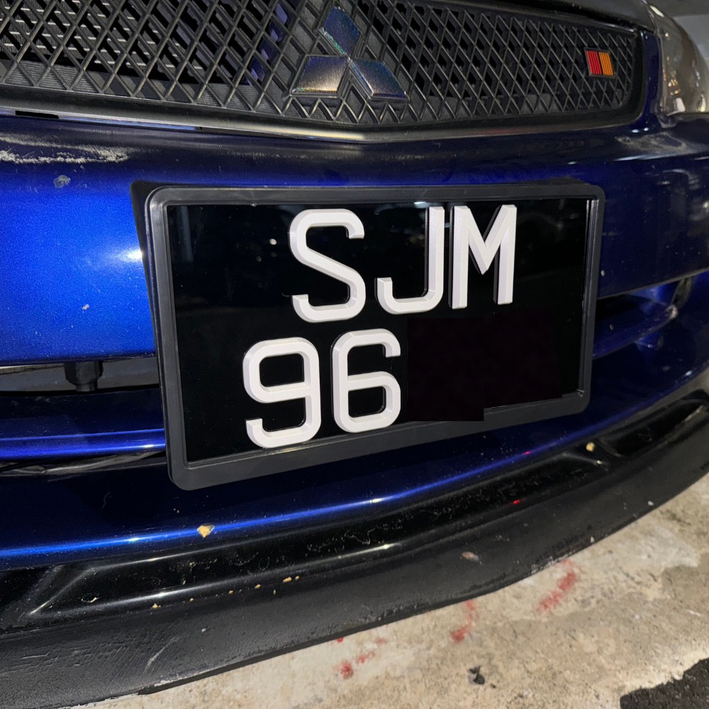 3D Popout Pearl White Letters Car plates / 3D Popout Black fonts ...