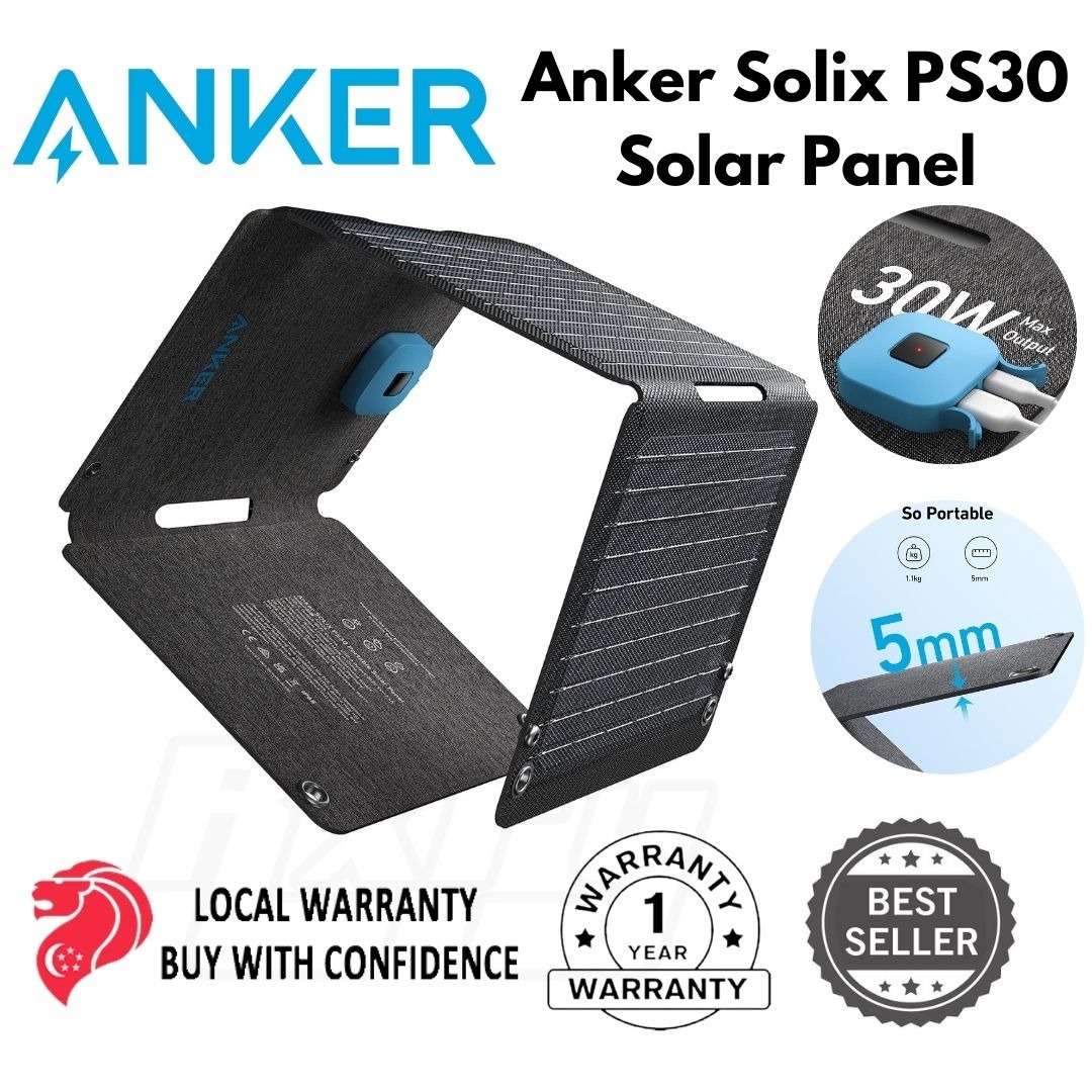 Anker Solix PS30 Solar Panel, 30W Foldable Portable Solar Charger, IP65 ...
