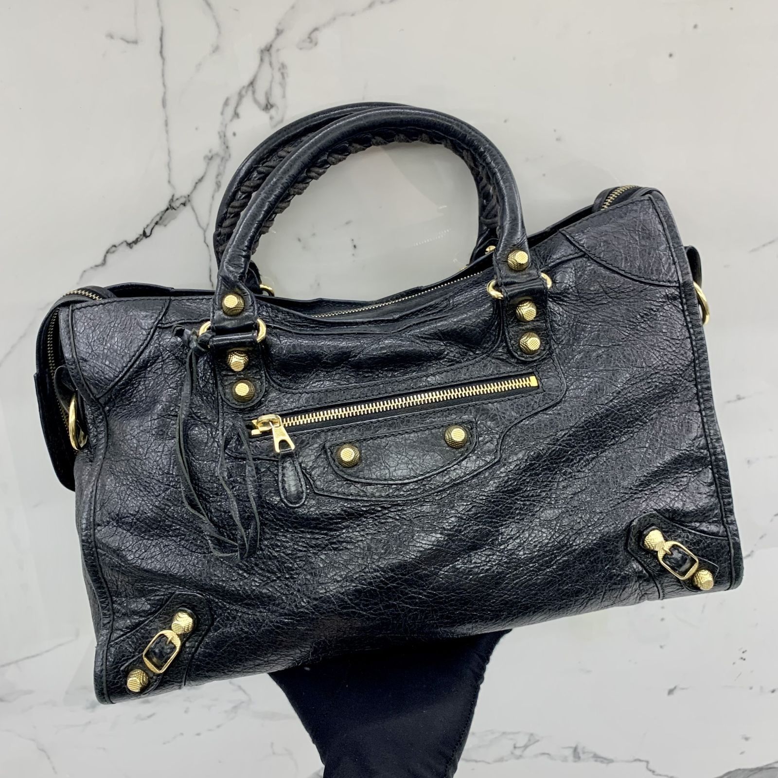 BALENCIAGA 281770 BLACK CITY 2WAY SHOULDER BAG W MIRROR (NO BALENCIAGA 281770 BLACK CITY 2WAY SHOULDER BAG W MIRROR (NO
