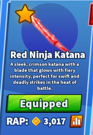 Blade Ball 刀刃球 Red Ninja Katana, 電子遊戲, 電子遊戲, 其他 - Carousell