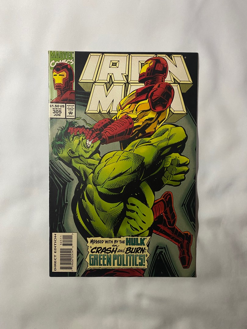 Iron Man #305 (Marvel, 1994) Classic Hulk v Iron Man, Hobbies & Toys ...