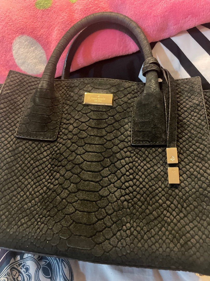 Kate Spade Elsie Street Exotic Merriweather Black Matte Embossed ...