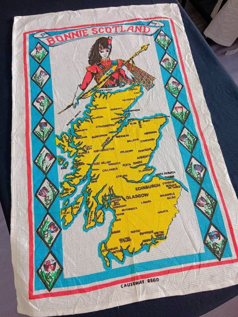 #14 Map of Scotland Cotton Tea Towel (Bonnie Scotland), Furniture ...