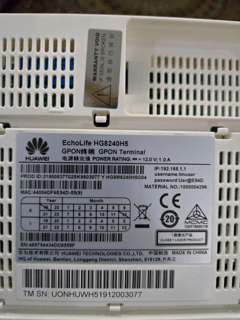 Modem Huawei HG8240H5, Computers & Tech, Office & Business Technology ...