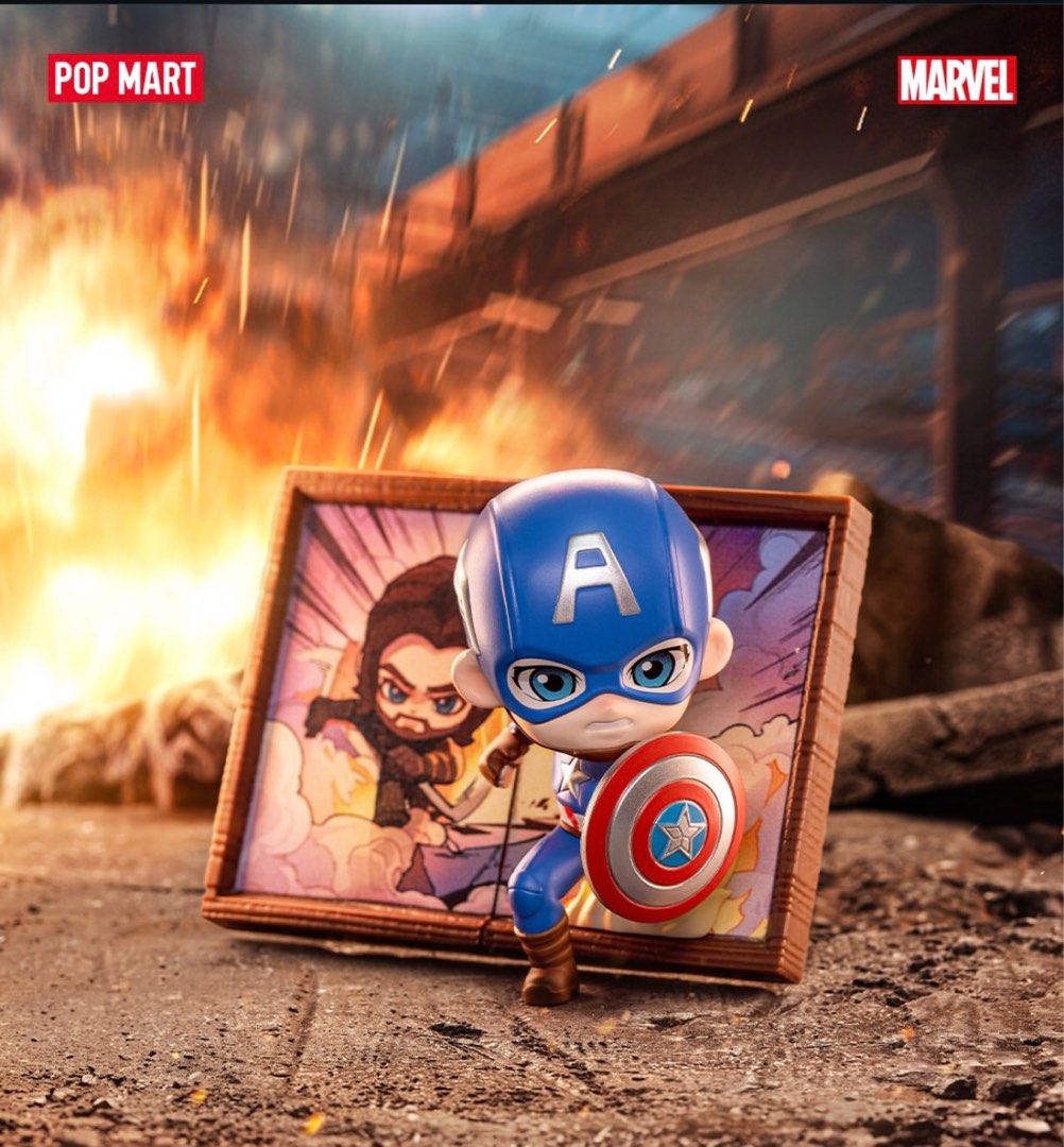 Popmart marvel photo frame series figures相框系列Captain America美國隊長, 興趣及遊戲 ...