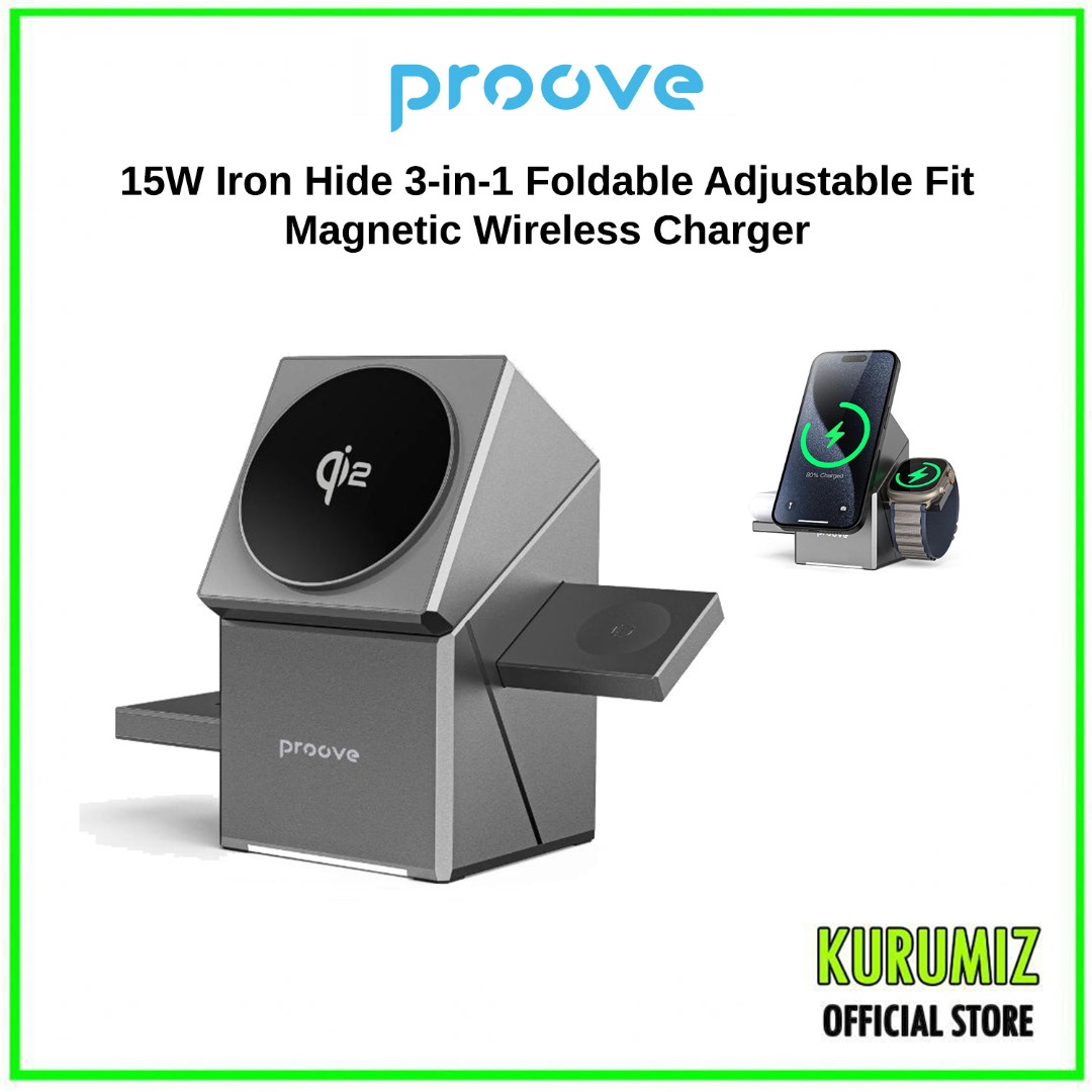 PROOVE Iron Hide Qi2 15w 3-in-1 Foldable Adjustable Fit Magnetic ...