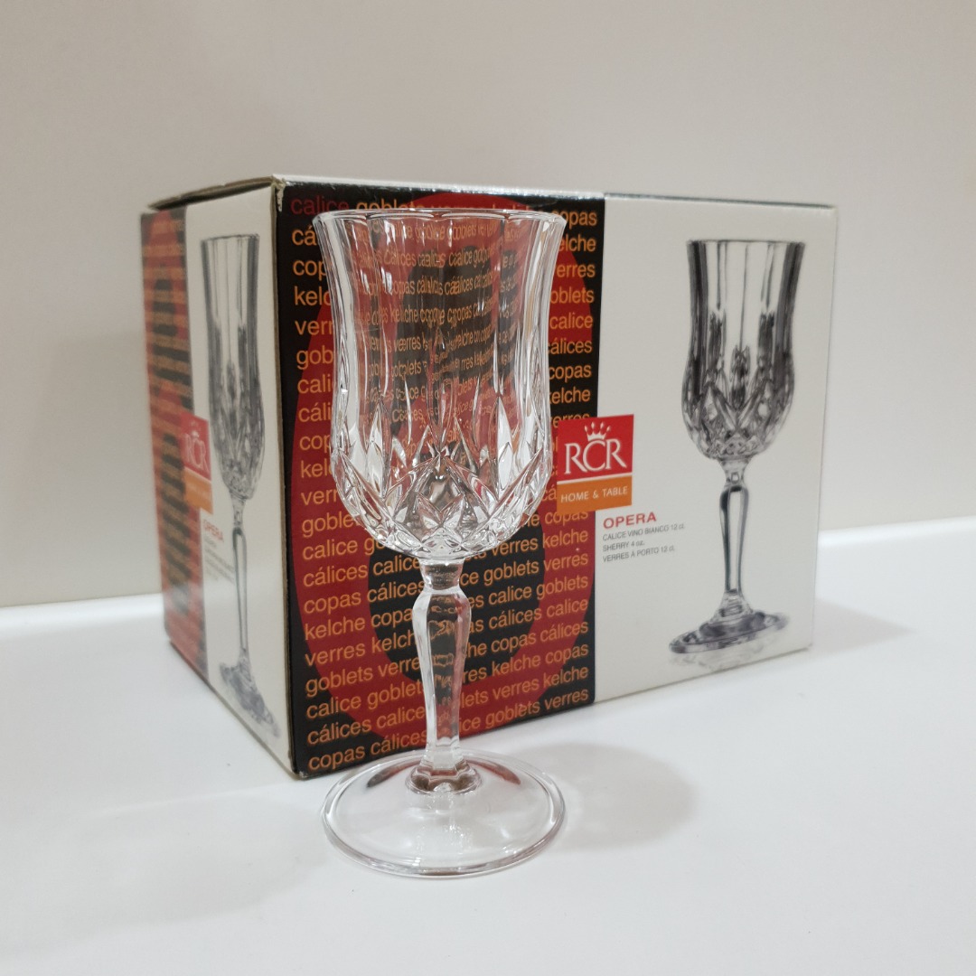 RCR Opera Crystal Wine Glass Set 120ml - 6's, Furniture & Home Living ...