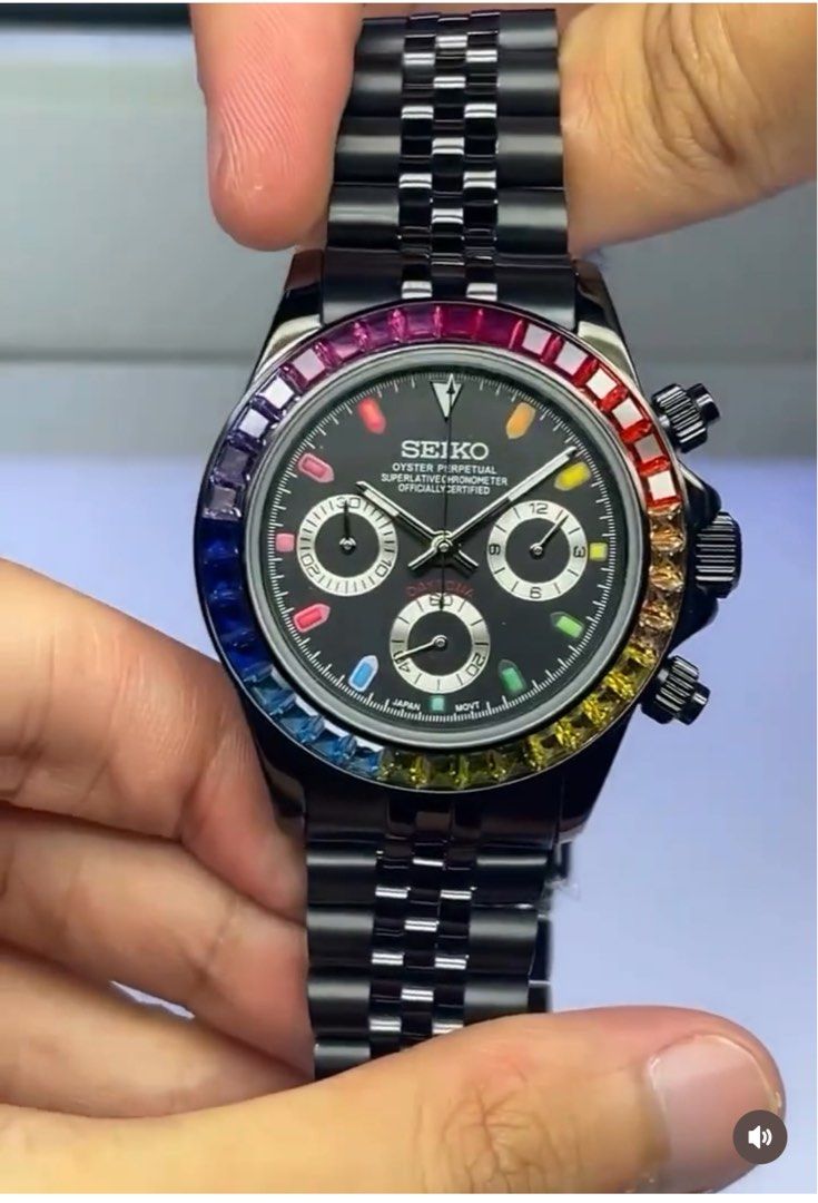 Seiko mod x Daytona Rainbow, Luxury, Accessories on Carousell