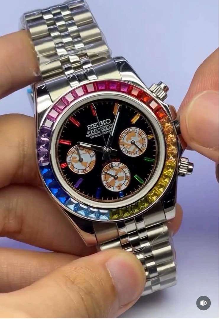 Seiko mod x Daytona Rainbow, Luxury, Accessories on Carousell
