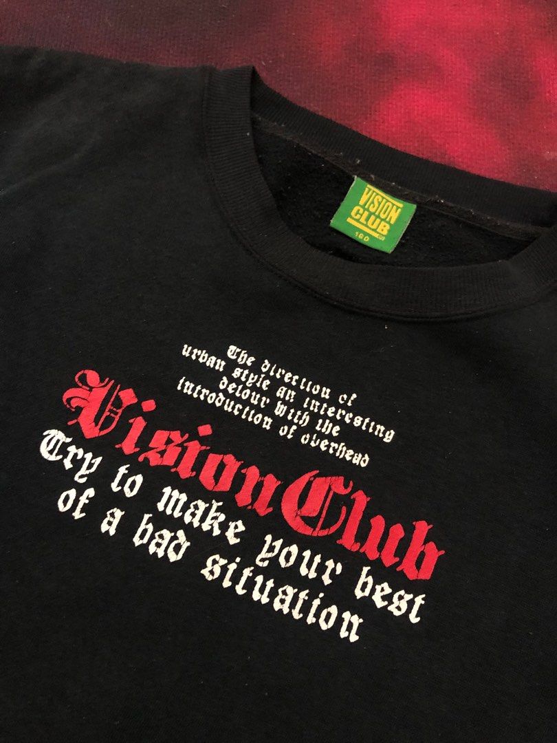 sweatshirt vision club, Men's Fashion, Tops & Sets, Hoodies on Carousell