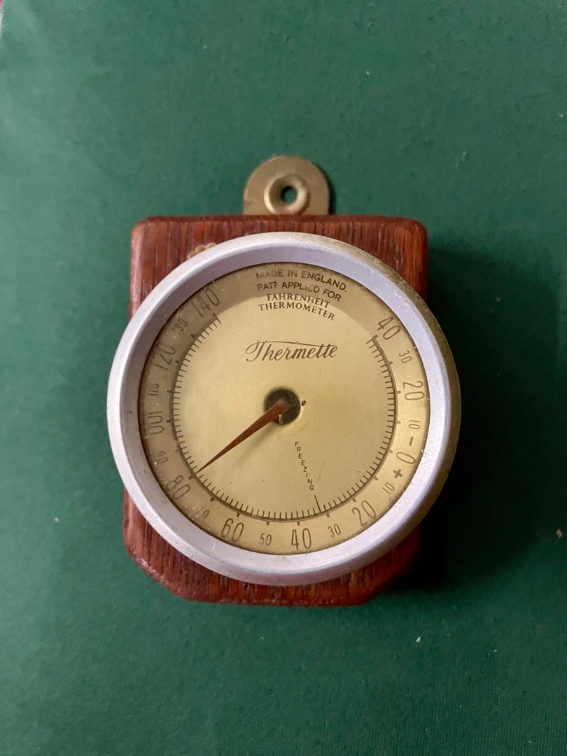 Vintage English Fahrenheit Thermometer by THERMETTE / Size: 6x4x10cms ...