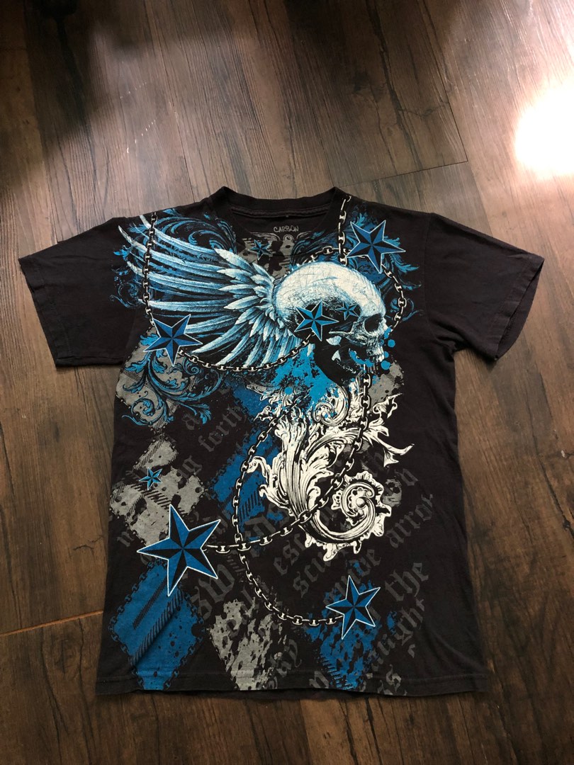Y2K Carbon Tapout Affliction Shirt (S), Men's Fashion, Activewear on ...