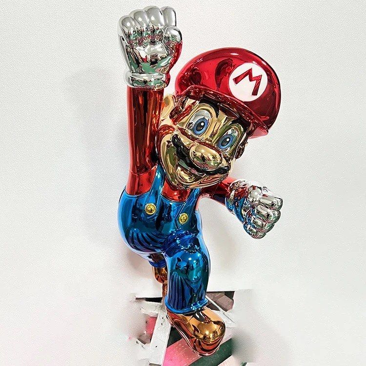 65cm Super Mario Bros Statue Cartoon Chrome Monopoly Sculpture, Hobbies ...