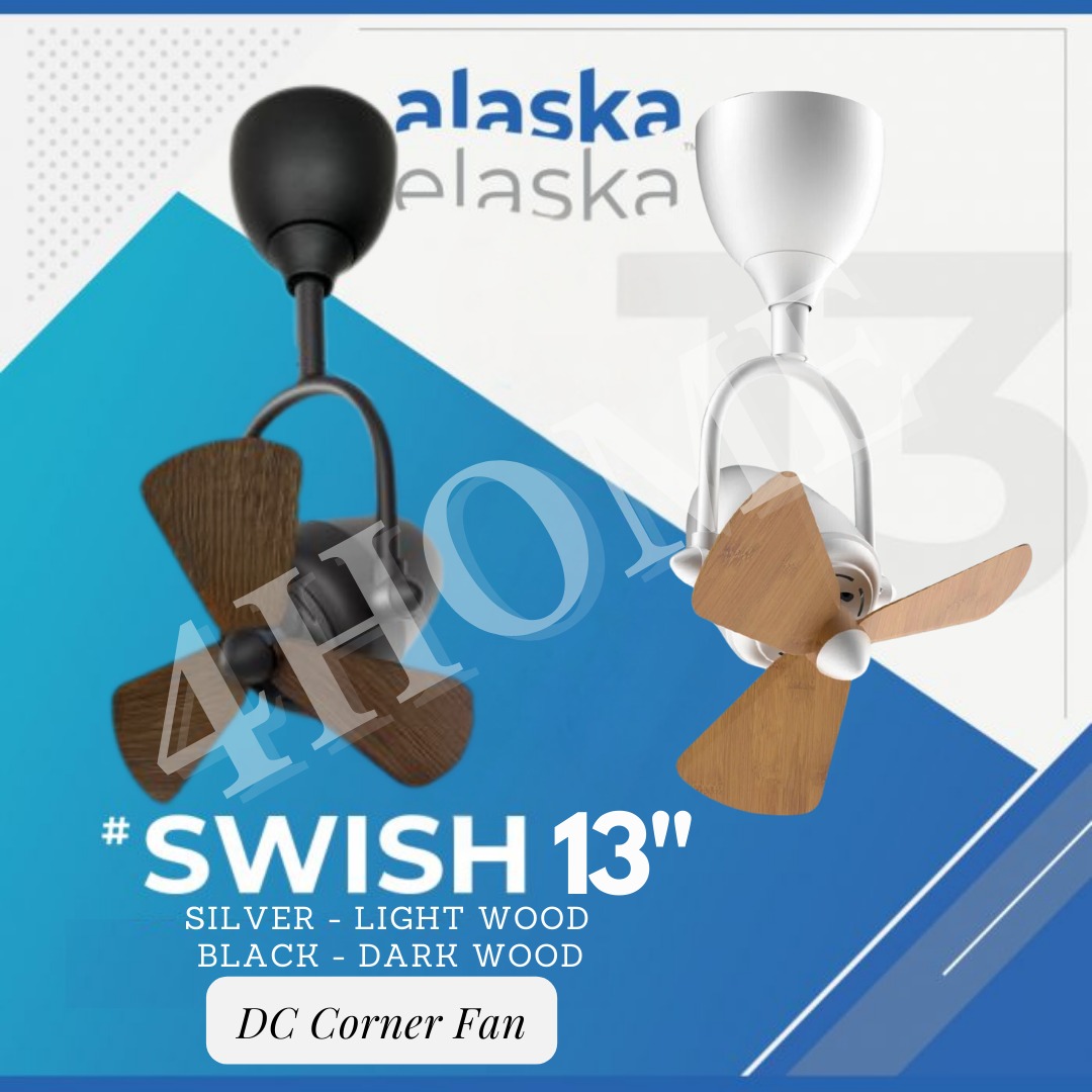 Alaska SWISH 13″ CORNER DC CEILING FAN Dark Wood Parquet Wood White ...