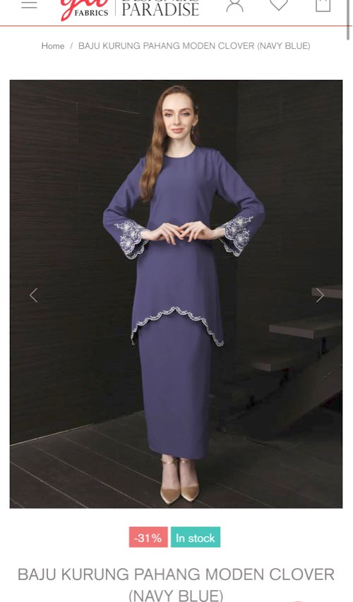 FREE POSTAGE gio fabric baju kurung pahang moden navy blue embroidery ...