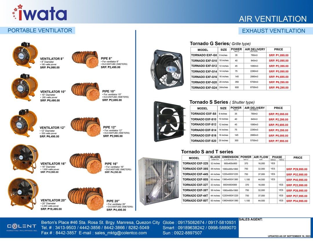 IWATA INDUSTRIAL CEILING FAN AND PORTABLE VENTILATOR, TV & Home ...