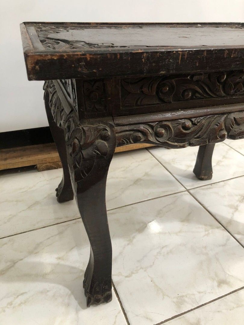 Meja Kayu Jati Antik Model Ukiran , Perabotan Rumah di Carousell