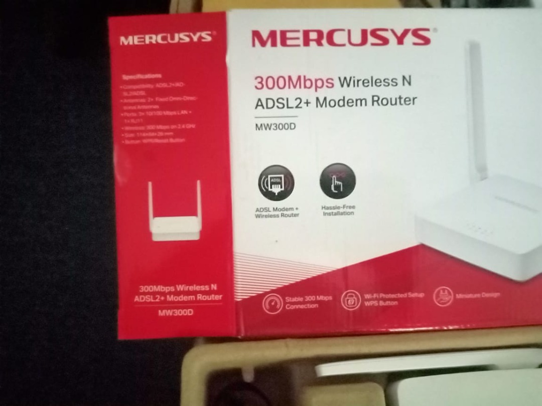 Mercusys_300Mbps Wireless N ADSL2+ Modem Router, Computers & Tech ...