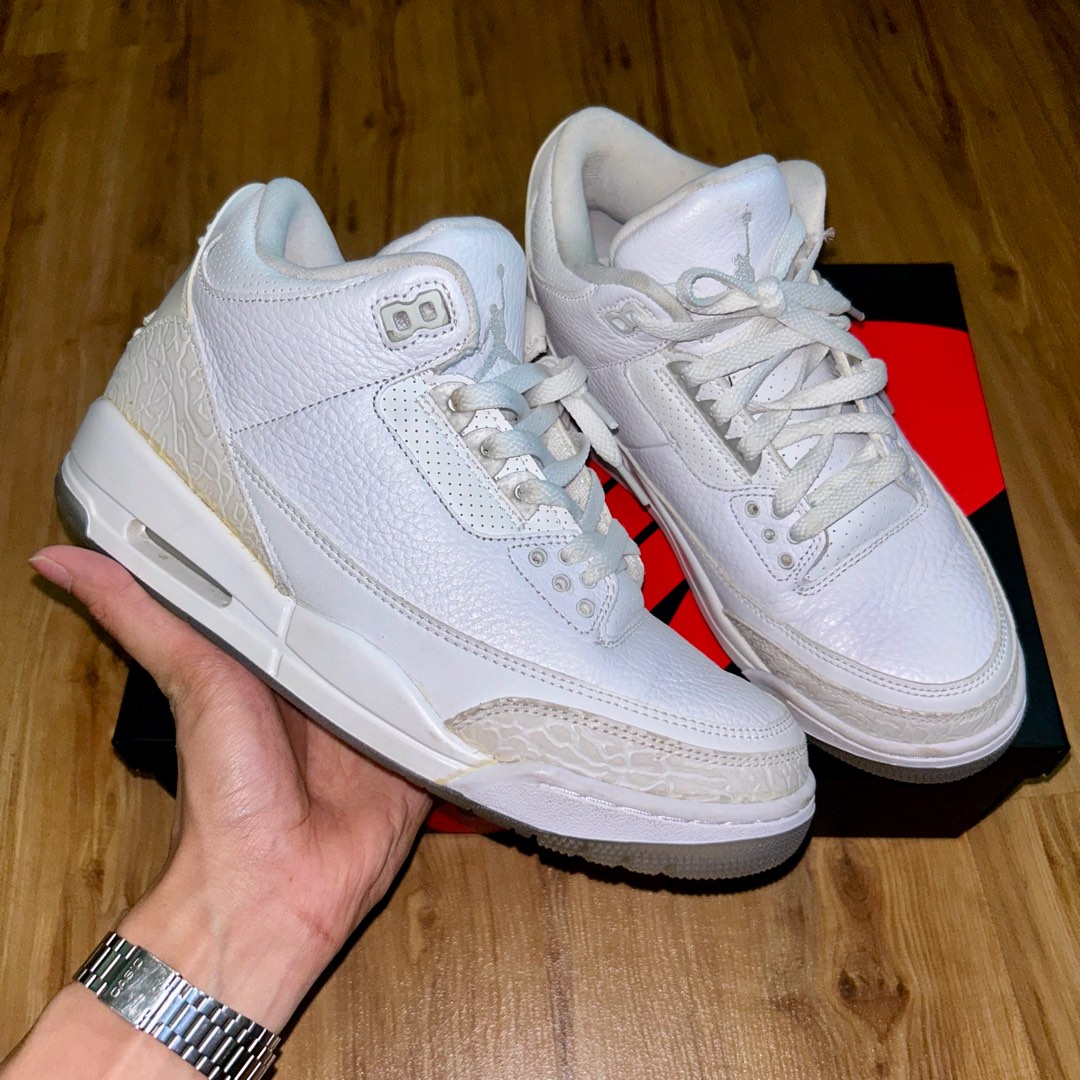 Nike Air Jordan Retro 3 Pure White, Men's Fashion, Footwear, Sneakers ...