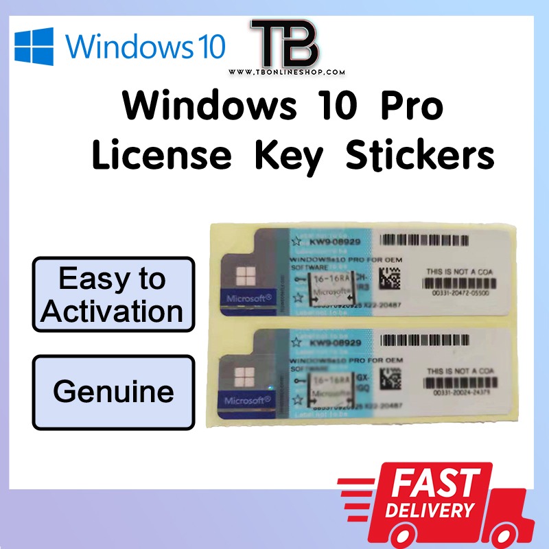 TBonline Windows 10 PRO coa License Sticker with Hidden Key Digital ...