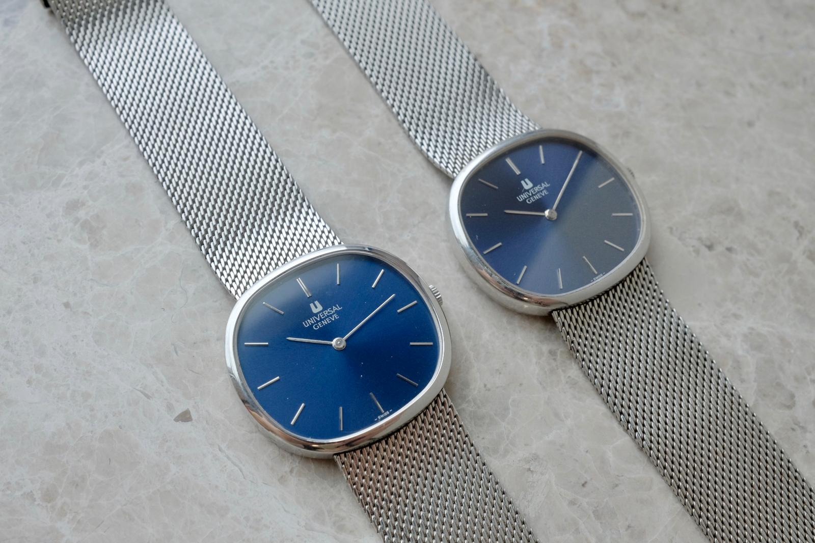 Universal Geneve blue dial ellipse (x2), Luxury, Watches on Carousell