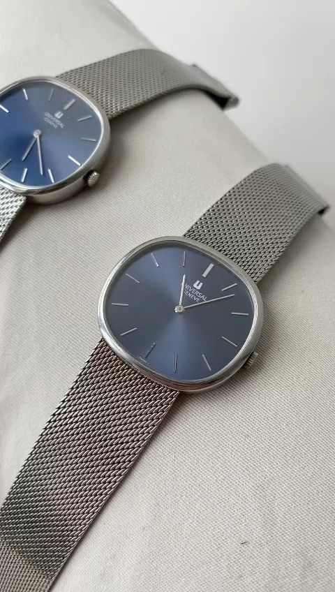 Universal Geneve blue dial ellipse (x2), Luxury, Watches on Carousell