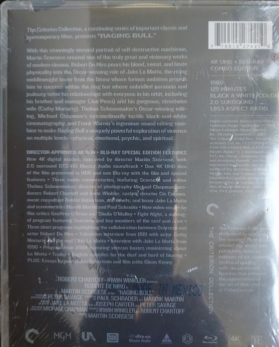 [全新] The Criterion Collection 4K UHD + Blu-ray Combo Edition 藍光碟 (狂牛 ...