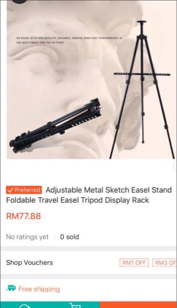 Adjustable Metal Sketch Easel Stand Foldable Travel Easel Tripod ...